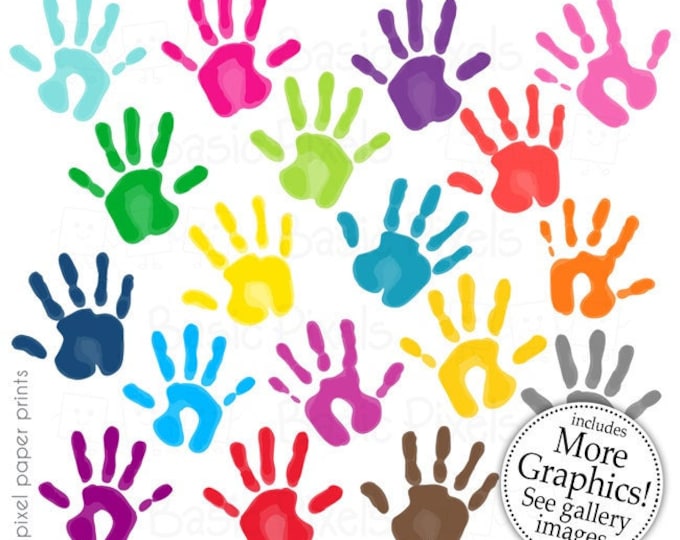 Hand Prints Clipart Painted Hands Clip Art Commercial - Etsy