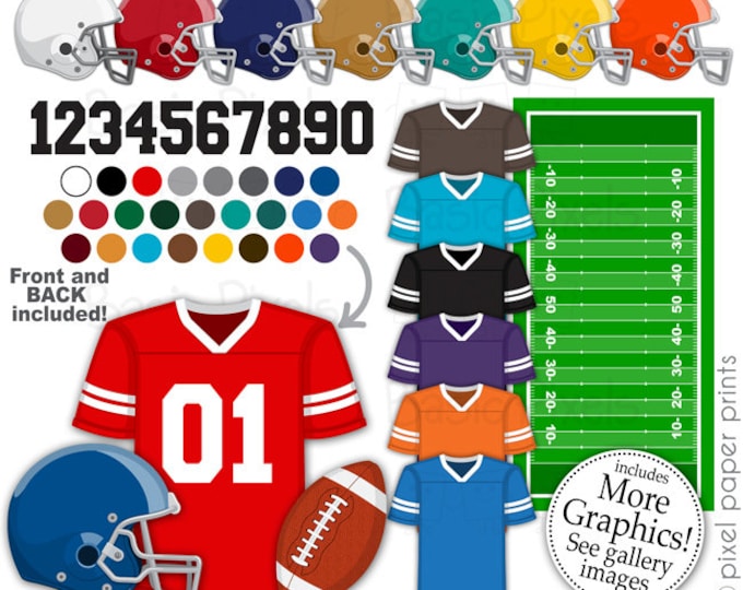 Football Clipart Digital Clip Art Football Helmet and Jersey Personal ...