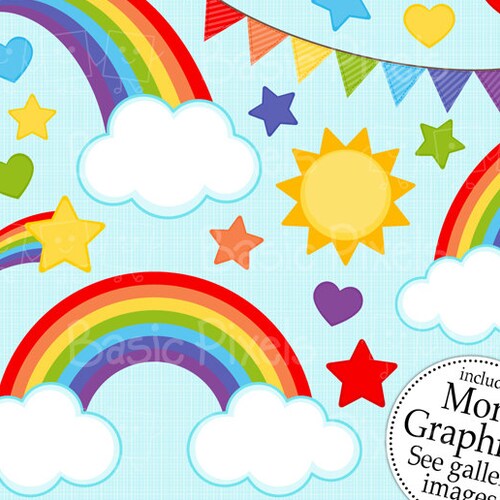 Rainbow Clipart Digital Clip Art Personal and Commercial - Etsy