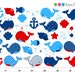 Nautical Whales Clipart- Digital Clip Art - Personal and Commercial Use ...