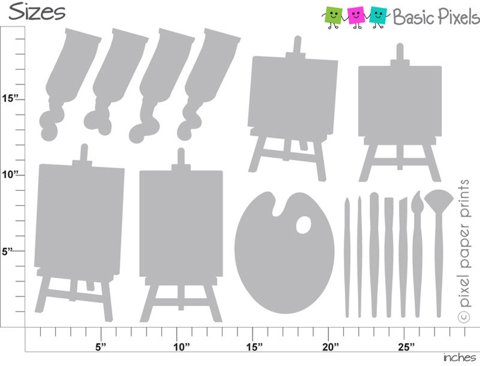 Painting Supplies Digital Clip Art Paints and Brushes Art - Etsy