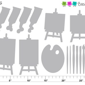 Painting Supplies - Digital Clip Art - Paints and Brushes- Art Party ...