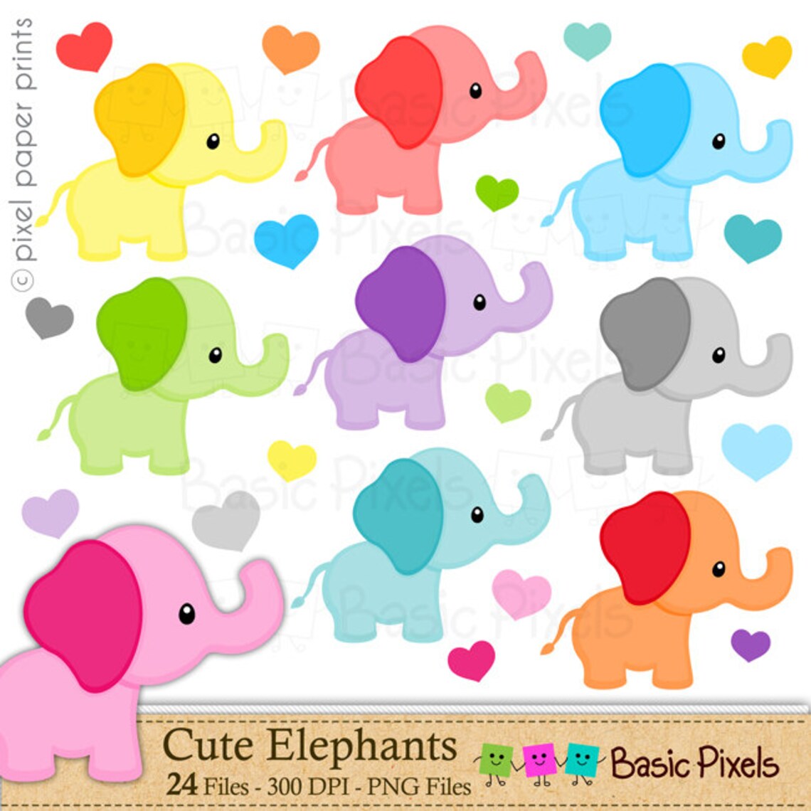 Elephant Clipart Digital Clip Art Personal and Commercial - Etsy