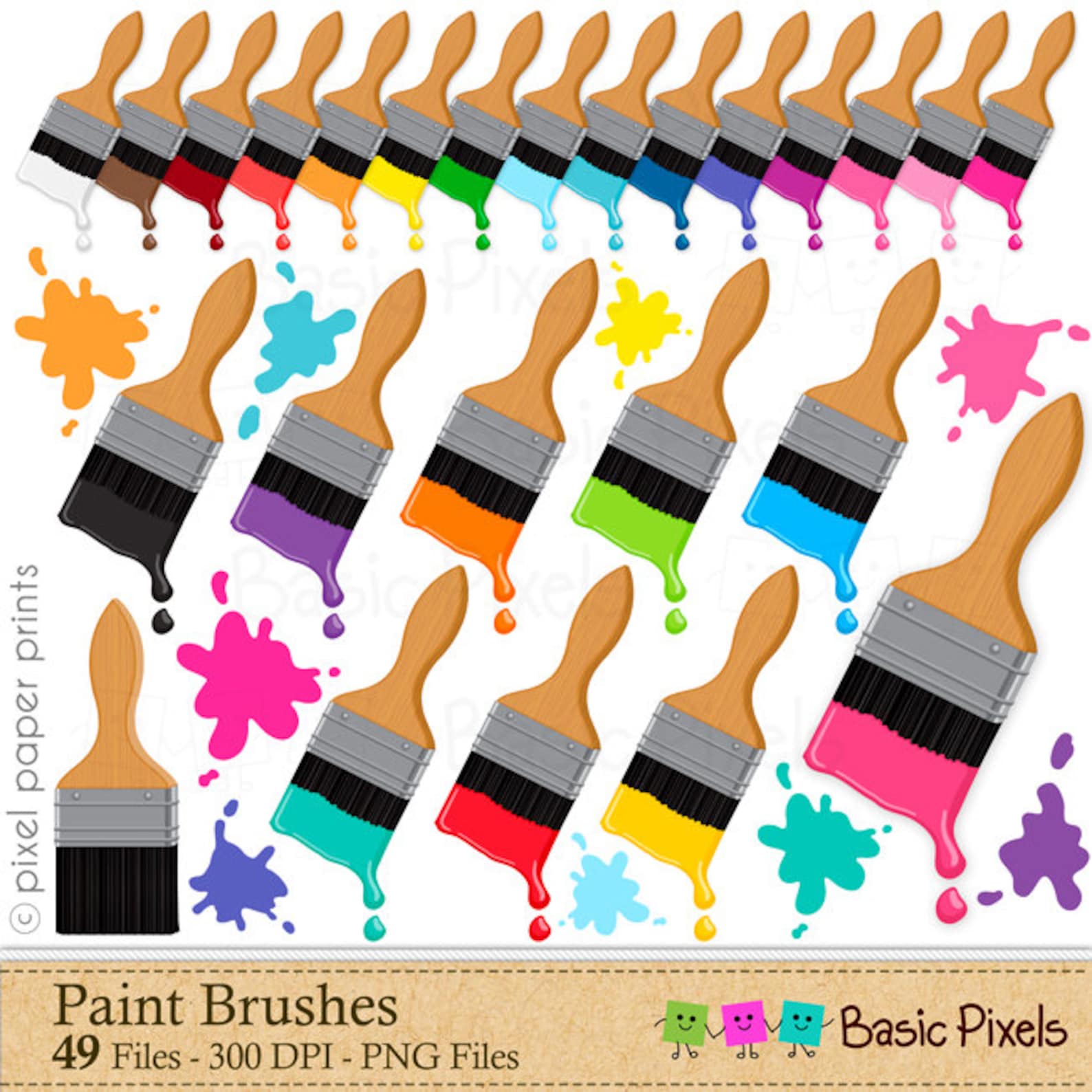 Paint Brushes Clip Art – Art Party Supplies (digital Download) - Etsy