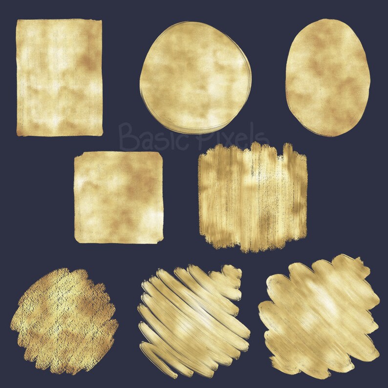 Brushed Gold Frames Clipart Gold Foil Shapes Clip Art - Etsy