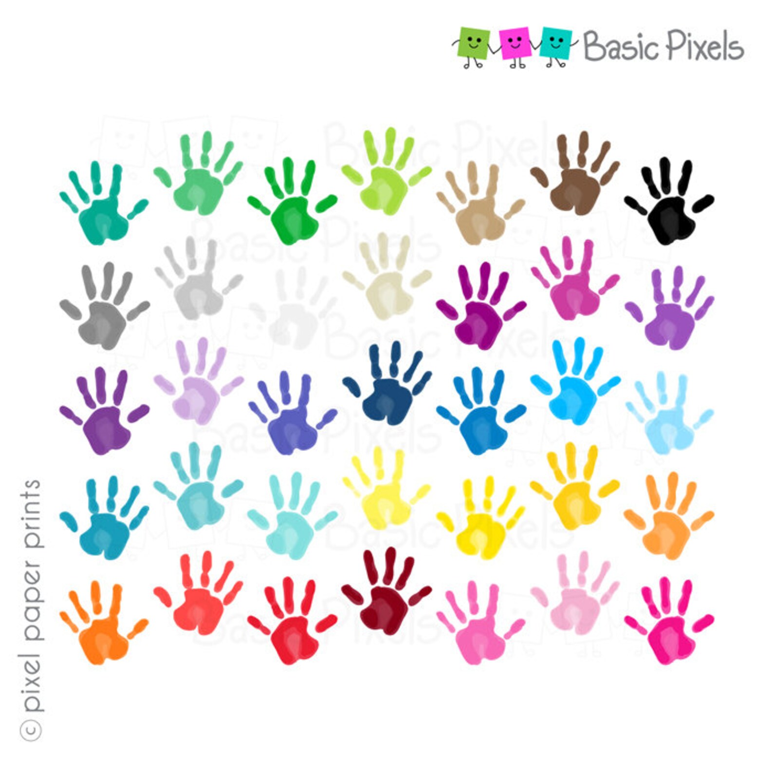 Hand Prints Clipart Painted Hands Clip Art Commercial Use - Etsy