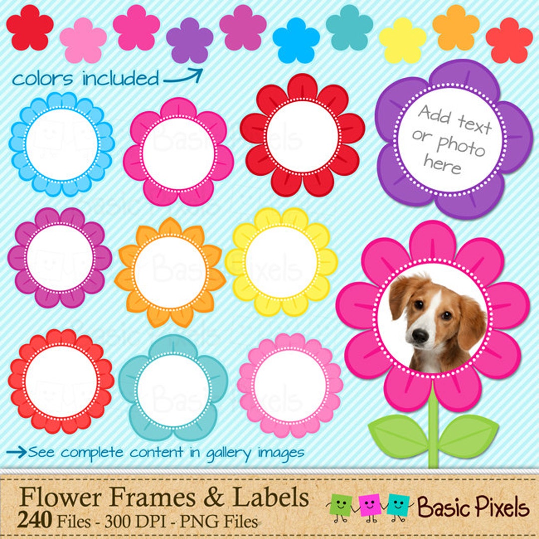 Flower Frames Clipart - Digital Clip Art - Personal and Commercial Use ...