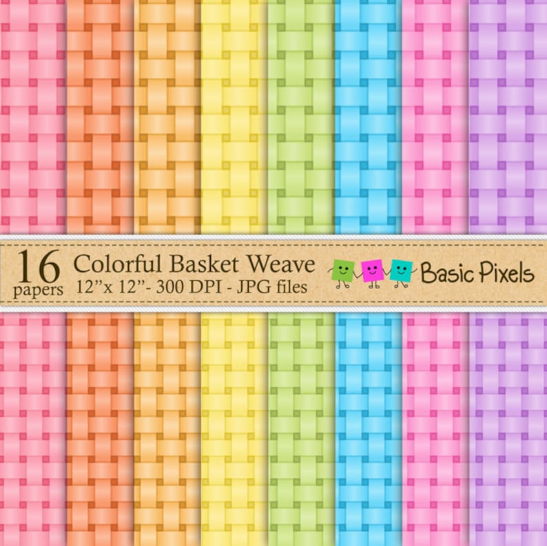 Colorful Basket Weave Patterns Backgrounds Personal and - Etsy
