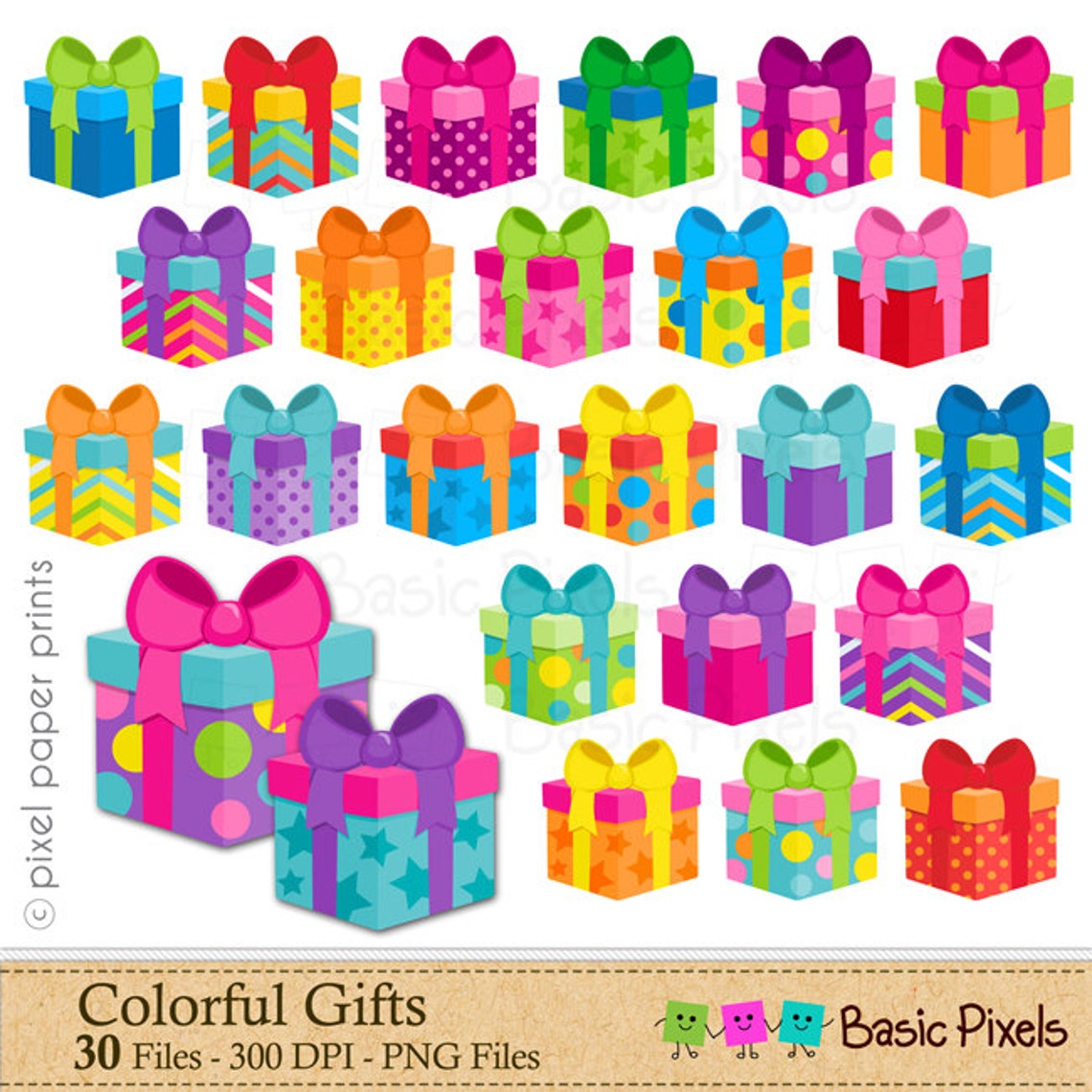 Gift Clipart Digital Clip Art Colorful Gifts Personal and - Etsy UK