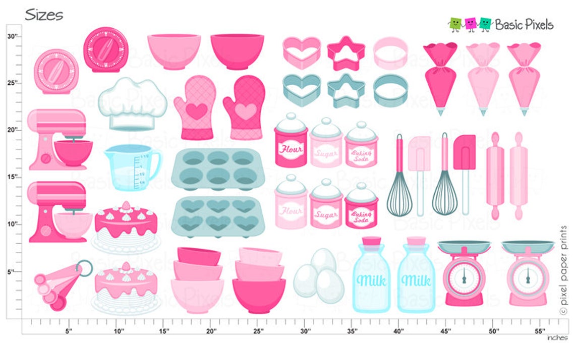 Baking Clipart Pink Kitchen Digital Clip Art Personal and - Etsy