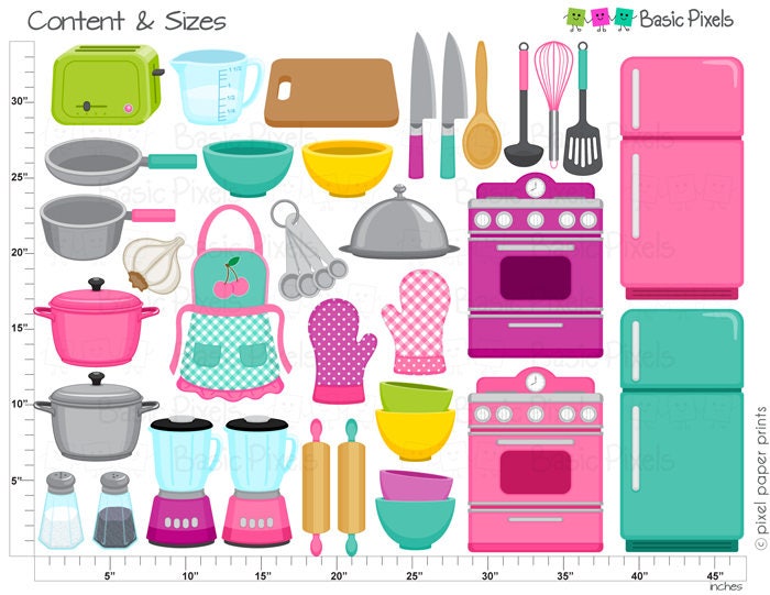 Clip Art Cute Kitchen Cooking Clipart Personal and - Etsy
