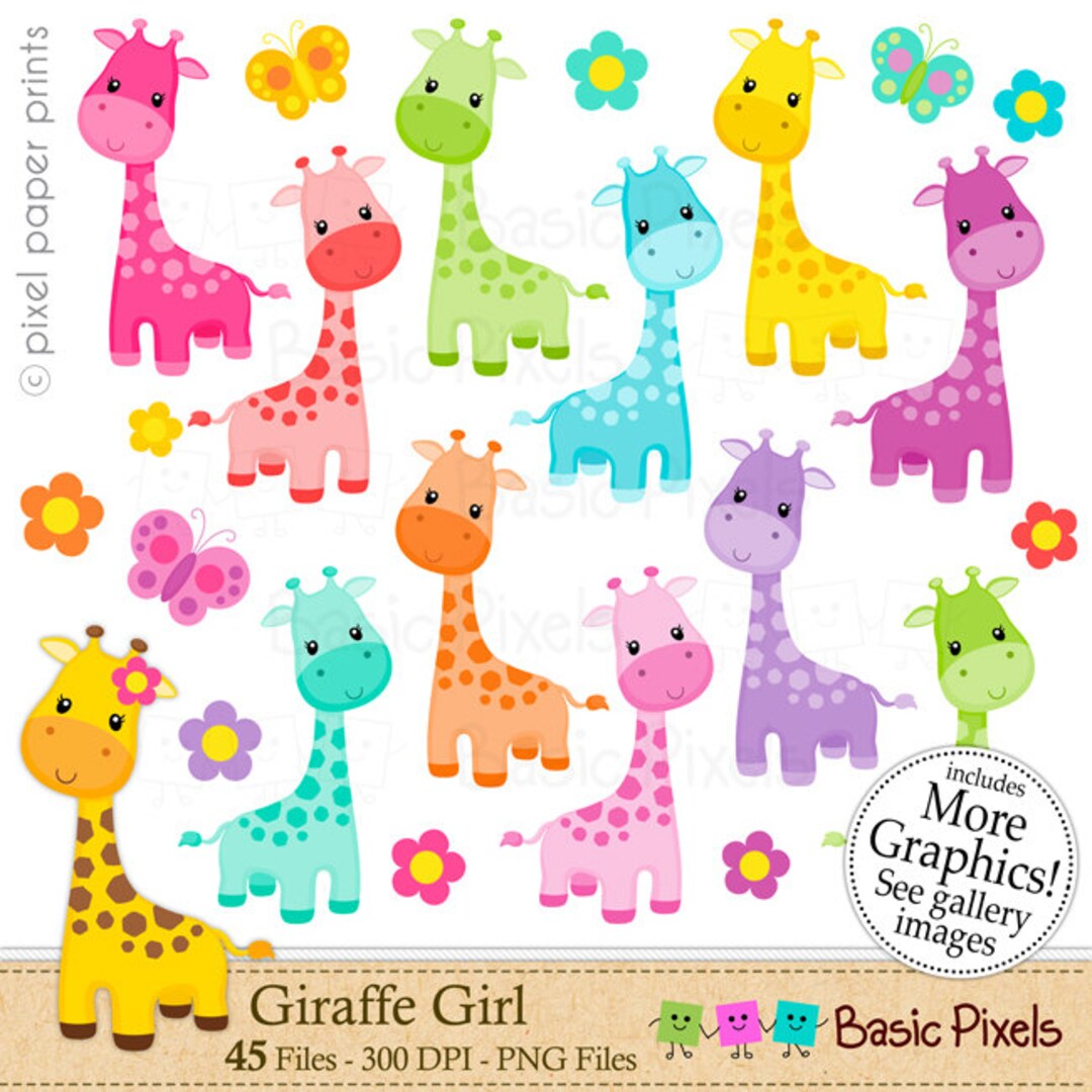 Giraffe Girl Clipart - Digital Clip Art - Giraffe Girl - Personal and ...