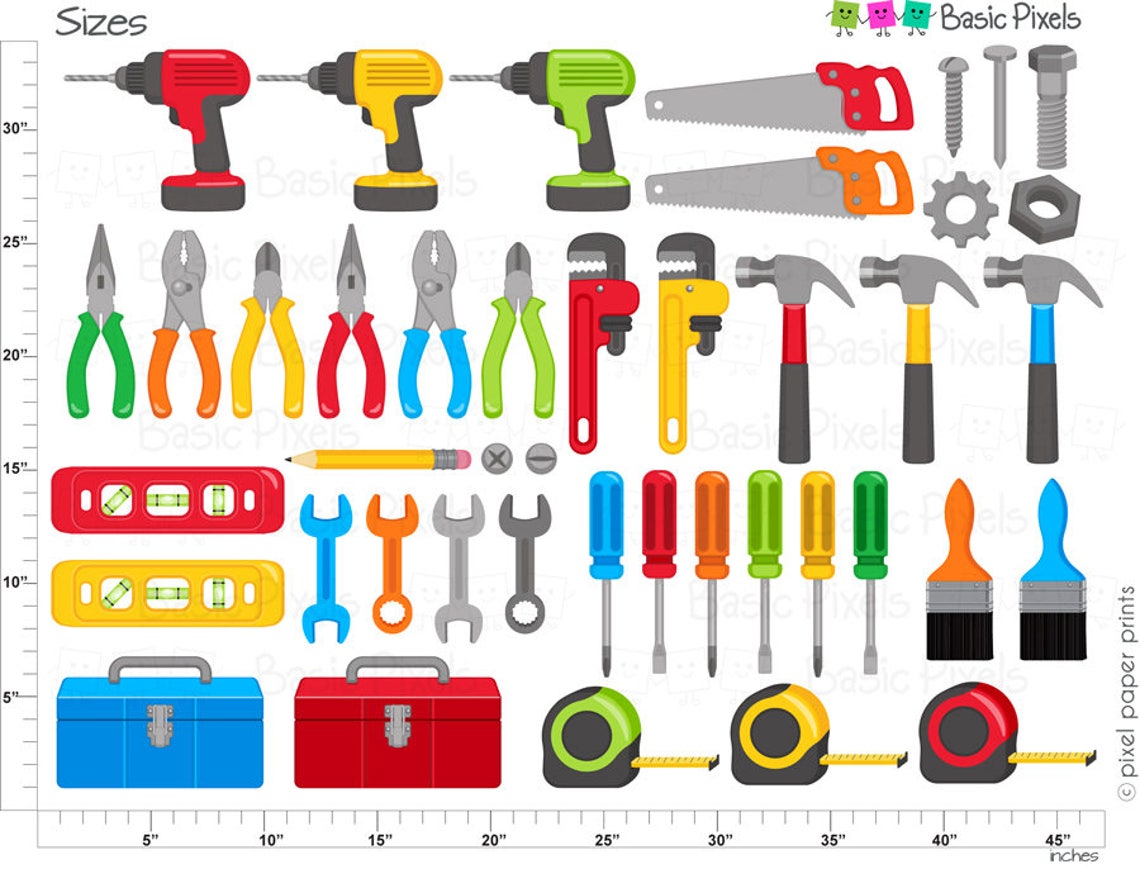Tools Clipart - Digital Clip Art - Personal and Commercial Use - Etsy
