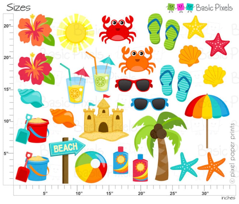 Beach Clipart Digital Clip Art Personal and Commercial Use - Etsy