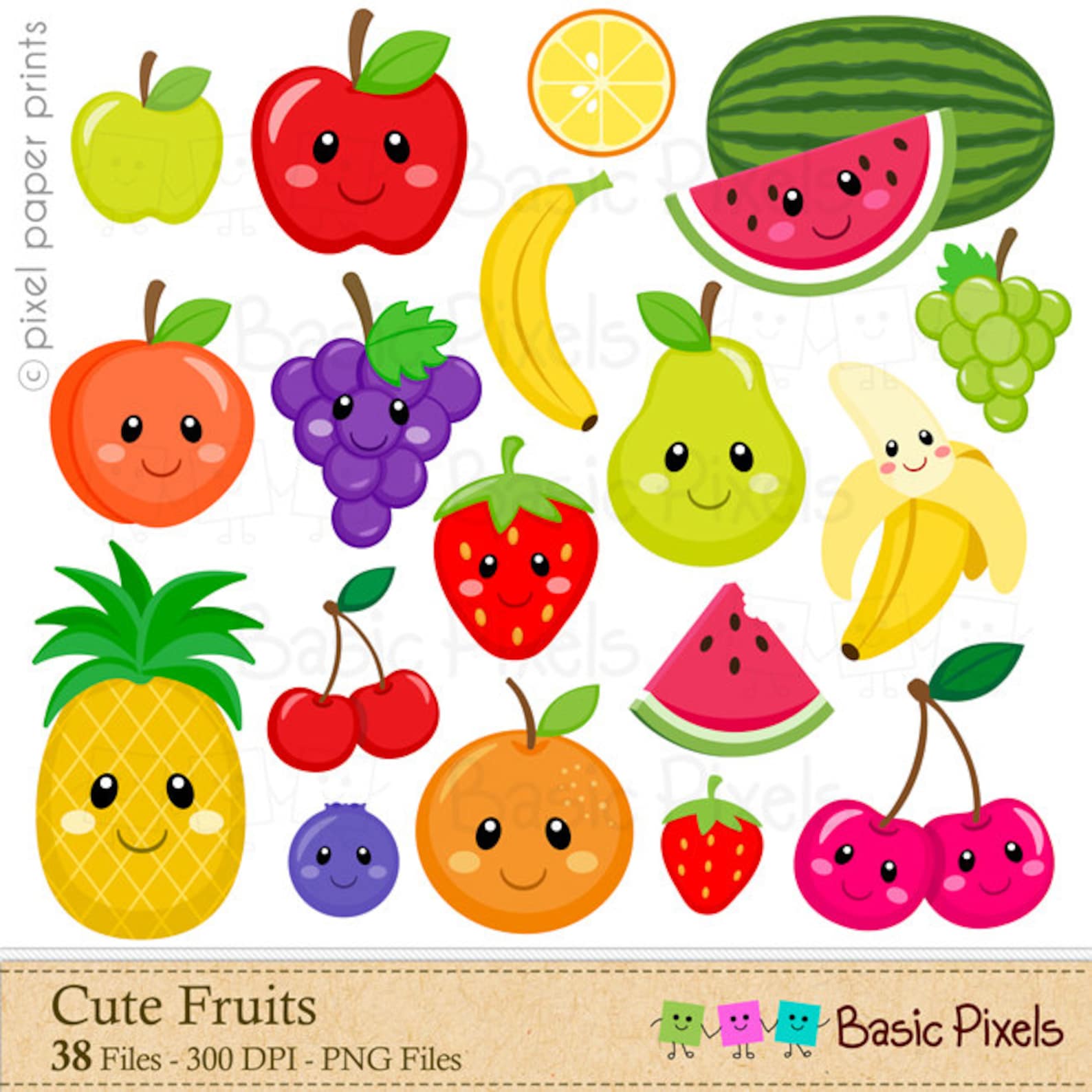 Fruits Clipart Digital Clip Art Fruit Personal and | Etsy