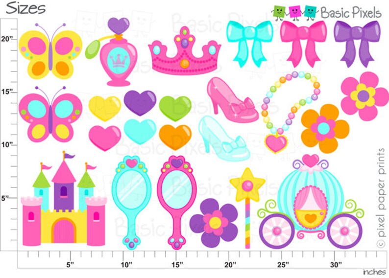 Colorful Princess Clip Art Princess Clipart commercial Use - Etsy