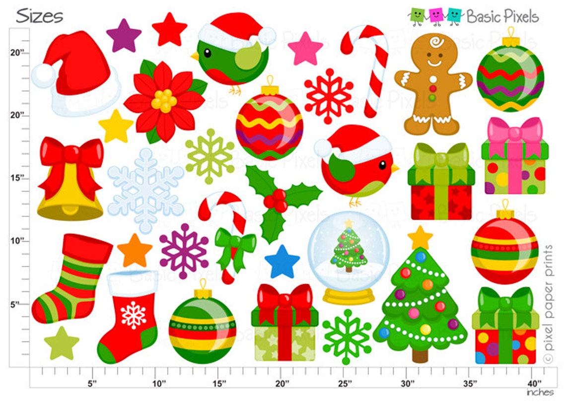 Christmas Clipart Digital Clip Art Christmas Elements - Etsy
