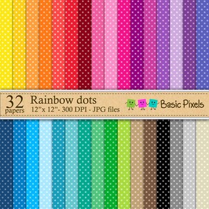Rainbow Dots Digital Papers - Patterns - Backgrounds - Personal and ...