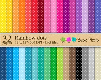 Rainbow Large Dots Digital Papers Patterns Backgrounds | Etsy