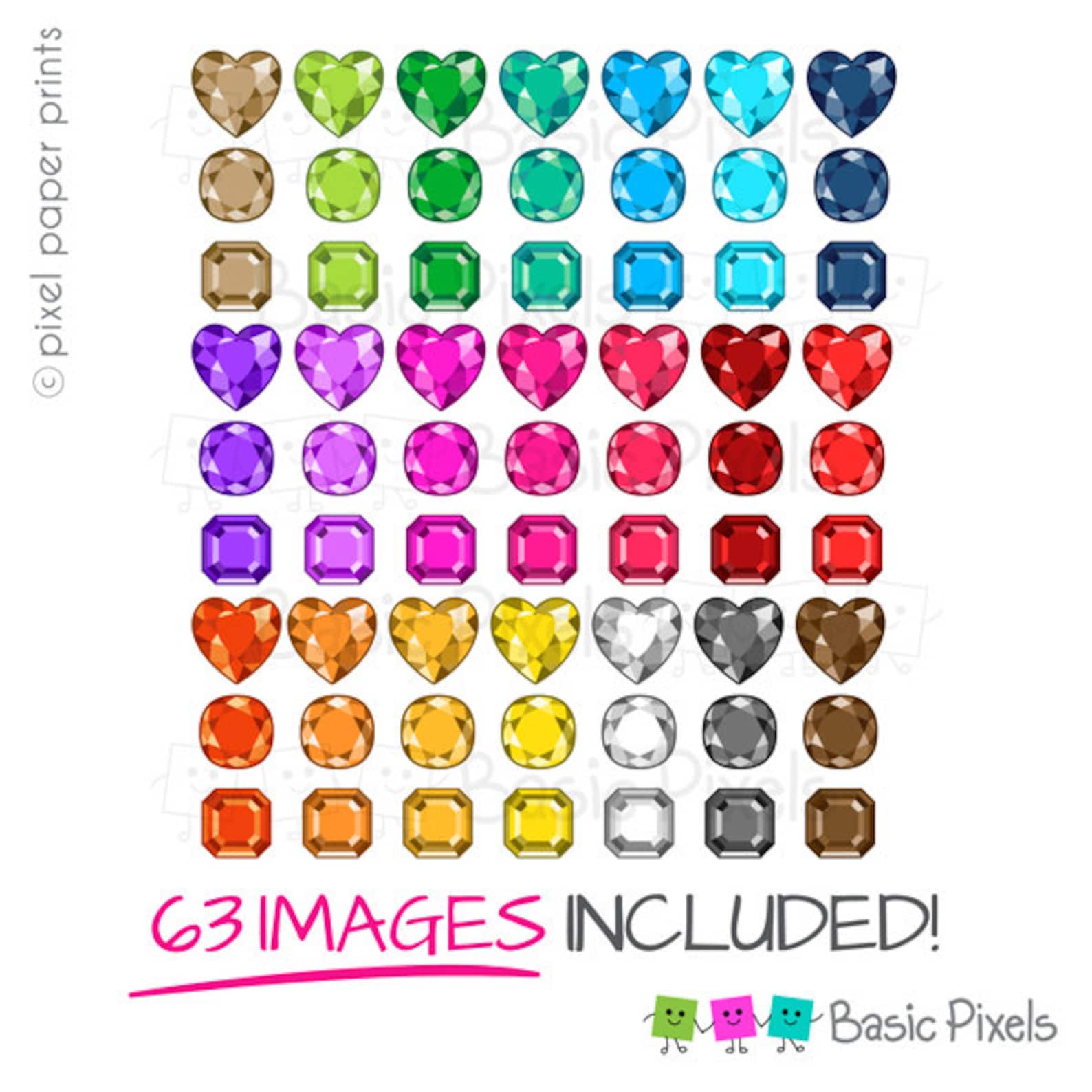 Rainbow Gems Clipart Digital Clip Art Personal and - Etsy UK