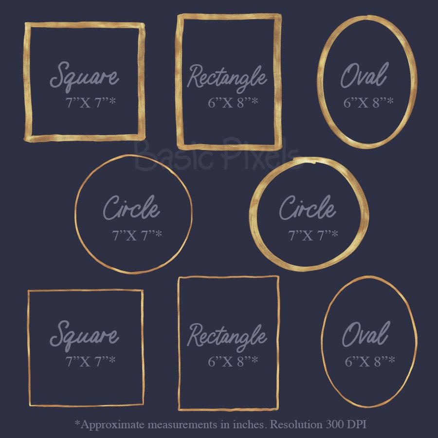 Brushed Gold Frames Clipart Gold Foil Shapes Clip Art - Etsy