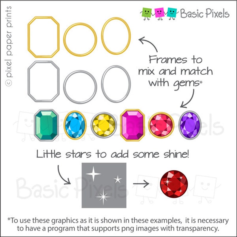 Rainbow Gems Clipart Digital Clip Art Personal and - Etsy UK