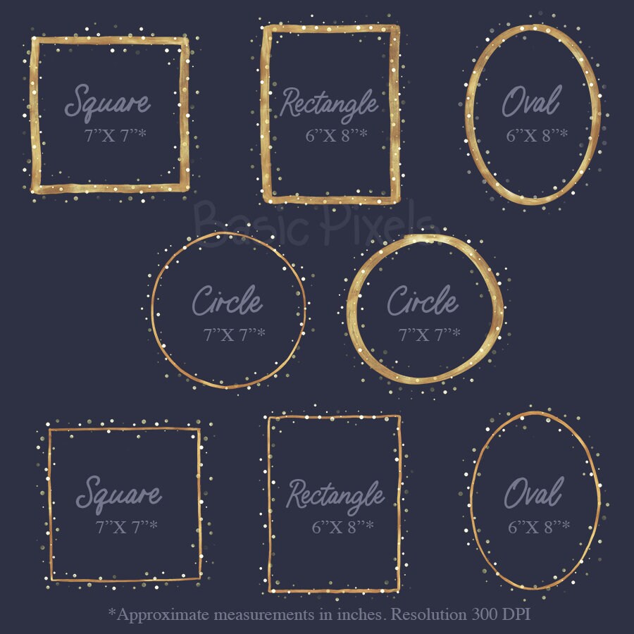 Brushed Gold Frames Clipart Gold Foil Shapes Clip Art - Etsy