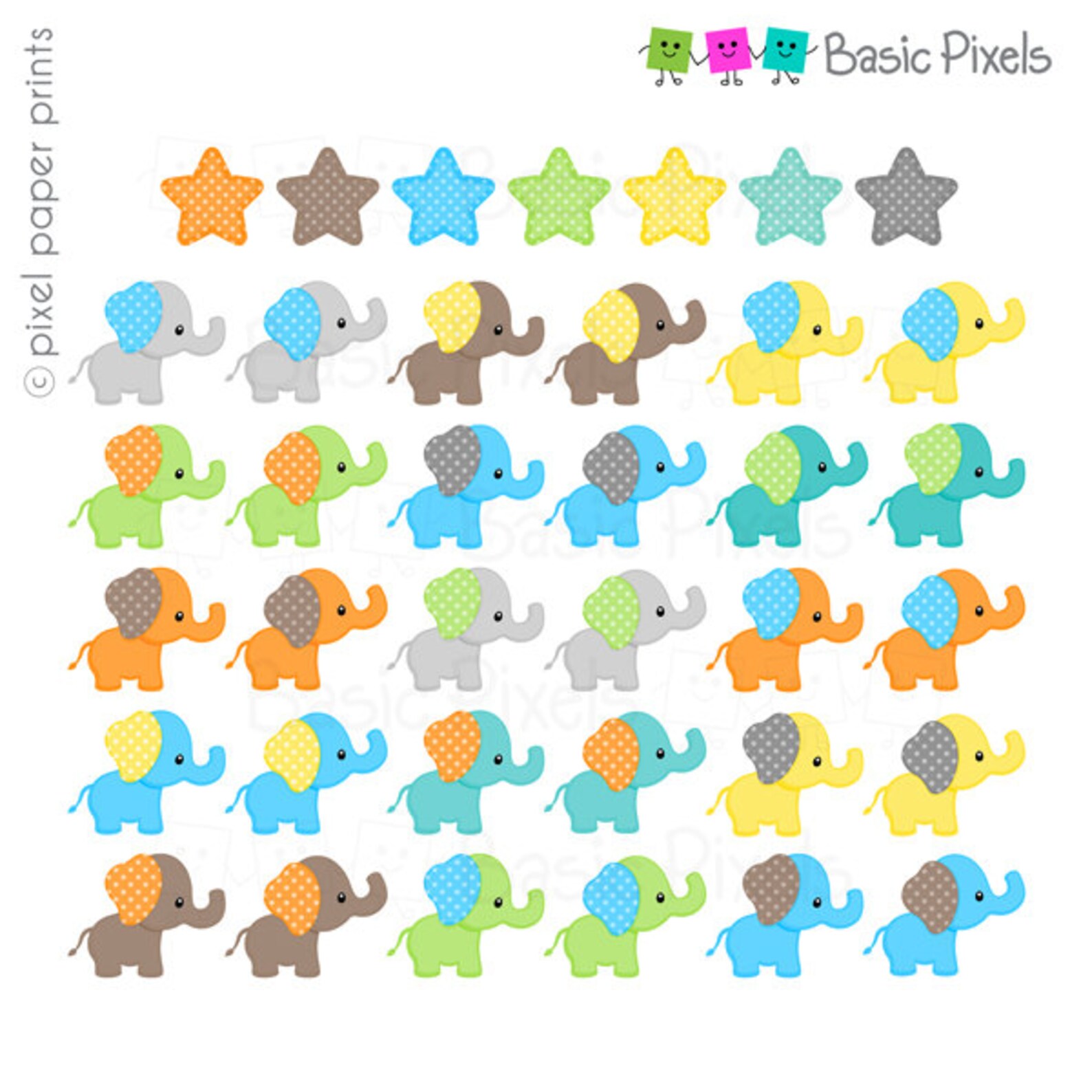 Elephant Clipart Digital Clip Art Personal and Commercial Use - Etsy