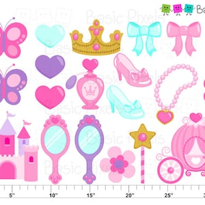 Princess Elements Clip Art - Pink Princess Clipart -commercial Use - Etsy