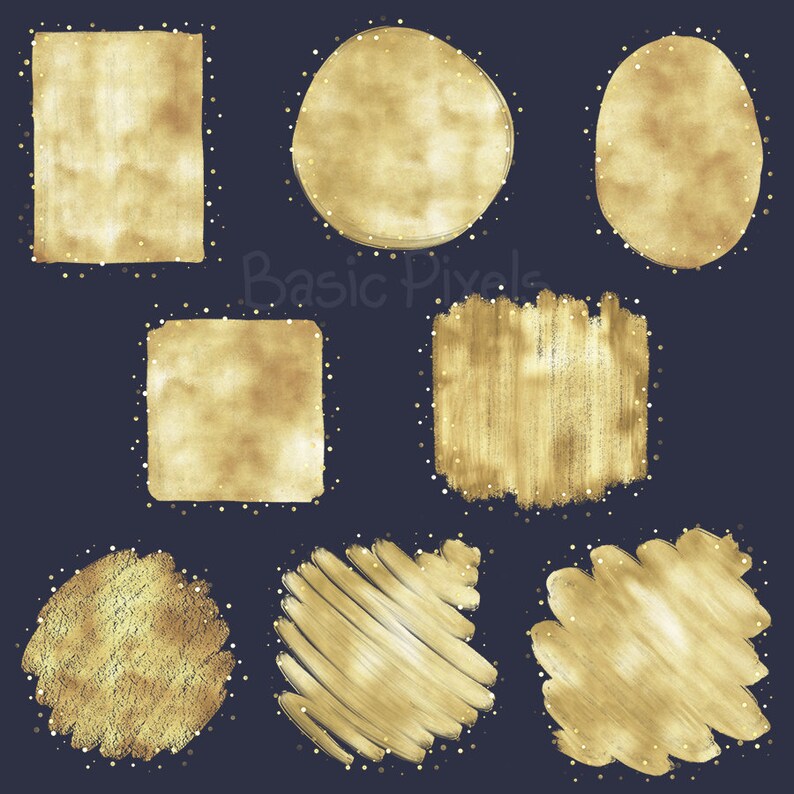 Brushed Gold Frames Clipart Gold Foil Shapes Clip Art - Etsy