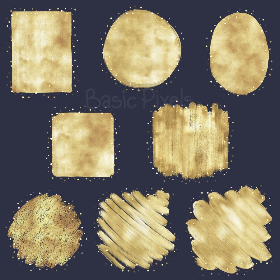 Brushed Gold Frames Clipart Gold Foil Shapes Clip Art - Etsy
