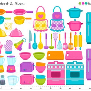 Clipart Colorful Kitchen- Cooking Clip Art - Personal and Commercial ...