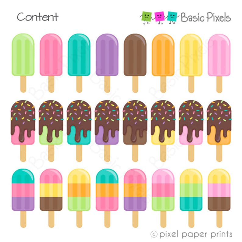 Popsicles Clipart - Digital Clip Art - Popsicle - Personal and ...