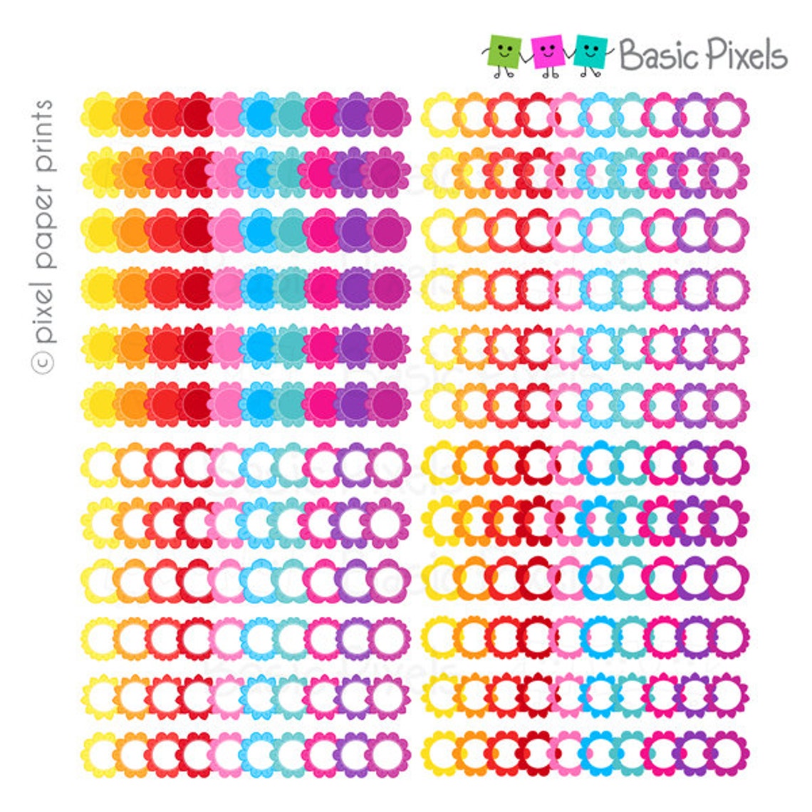 Flower Frames Clipart Digital Clip Art Personal and | Etsy