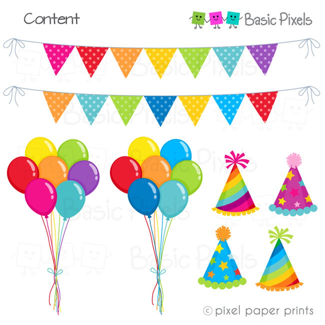 Birthday Clipart - Digital Clip Art - Rainbow Birthday - Personal and ...