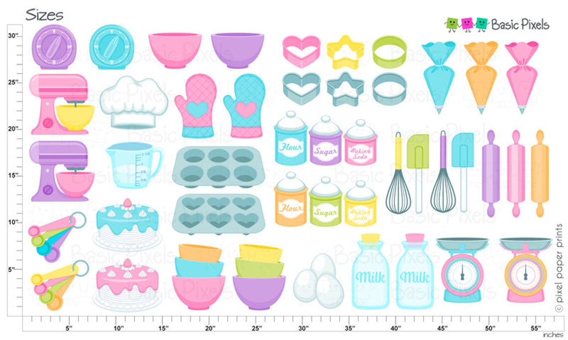 Kitchen Clip Art Baking Clipart commercial Use - Etsy