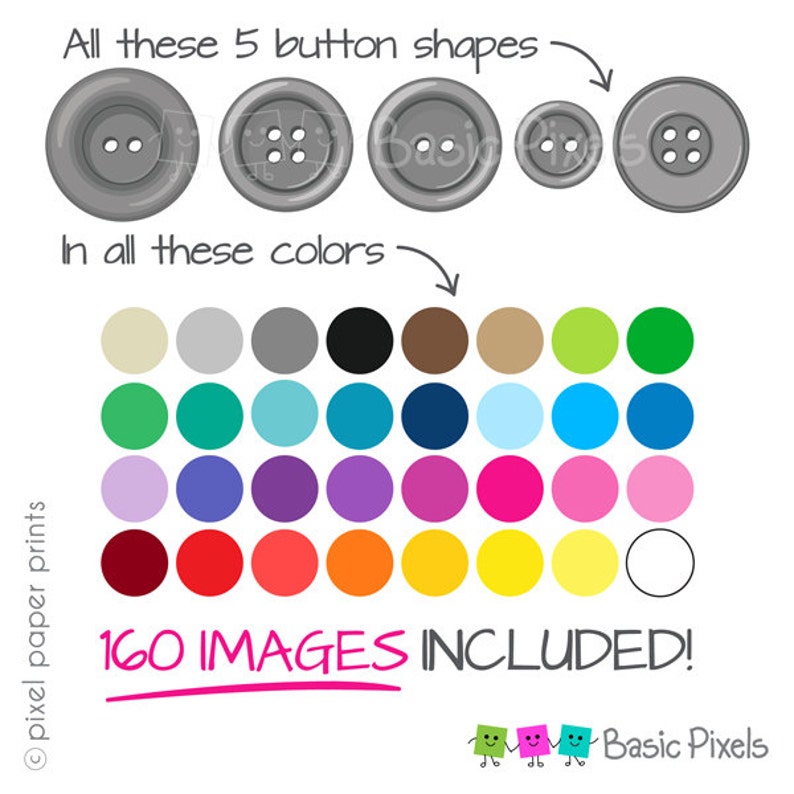 Button Clipart - Digital Clip Art - Personal and Commercial Use - Etsy