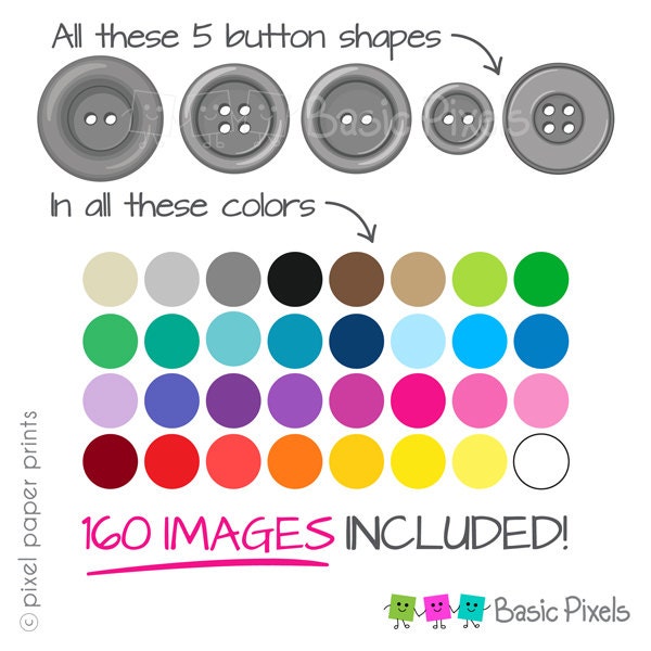Button Clipart - Digital Clip Art - Personal and Commercial Use - Etsy