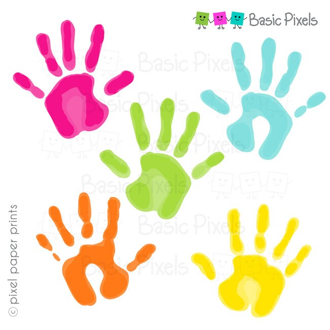 Hand Prints Clipart Painted Hands Clip Art Commercial - Etsy