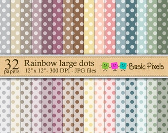 Rainbow Large Dots Digital Papers Patterns Backgrounds | Etsy