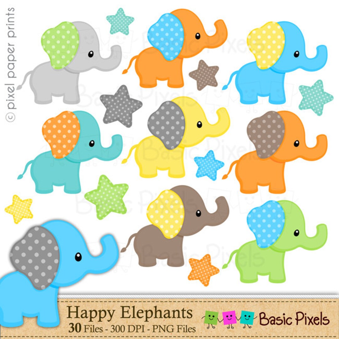 Elephant Clipart Digital Clip Art Personal and Commercial Use - Etsy