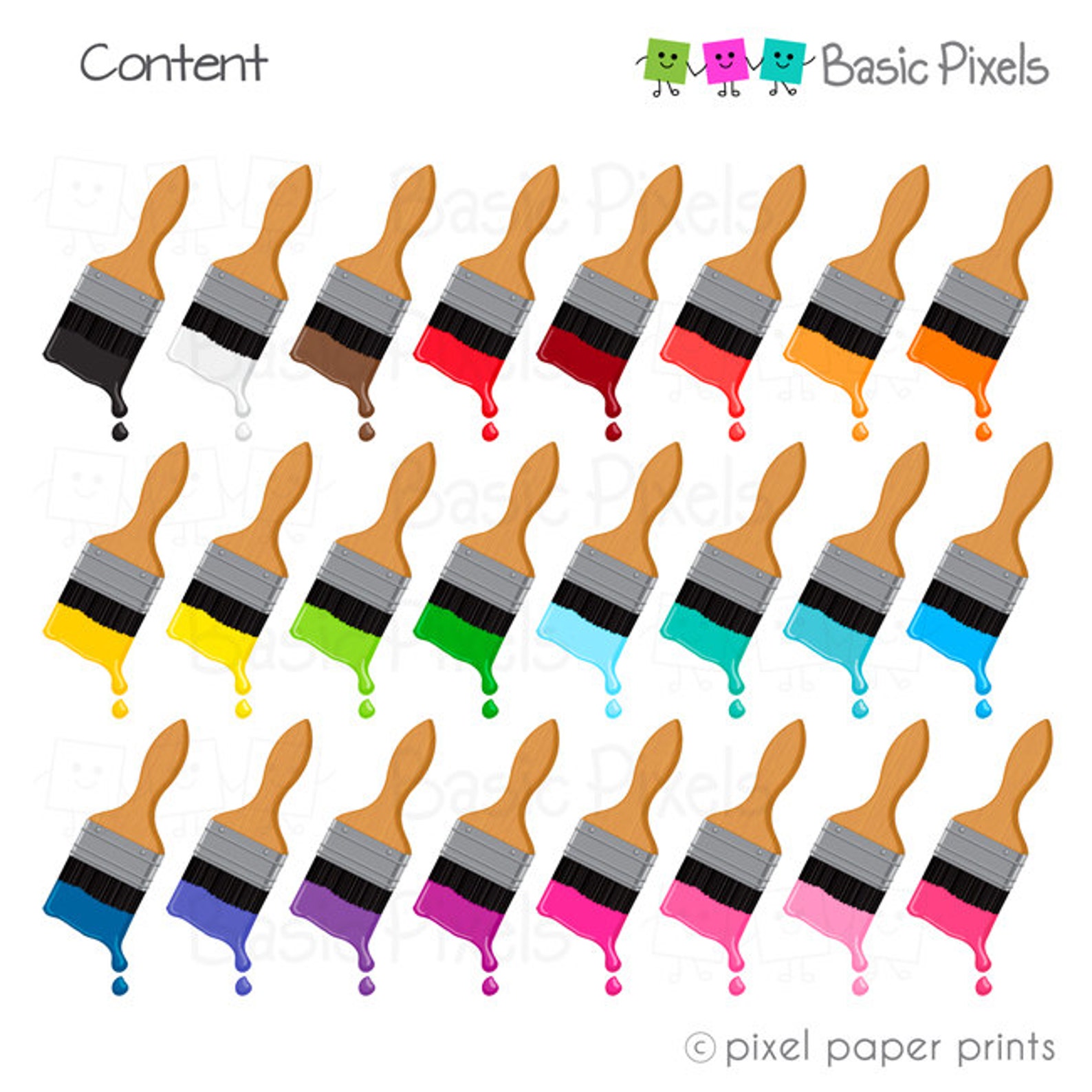 Paint Brushes Digital Clip Art Art Supplies Art Party - Etsy