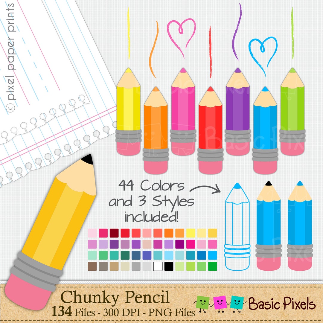 Pencil Clipart - Digital Clip Art - Personal and Commercial Use - Etsy