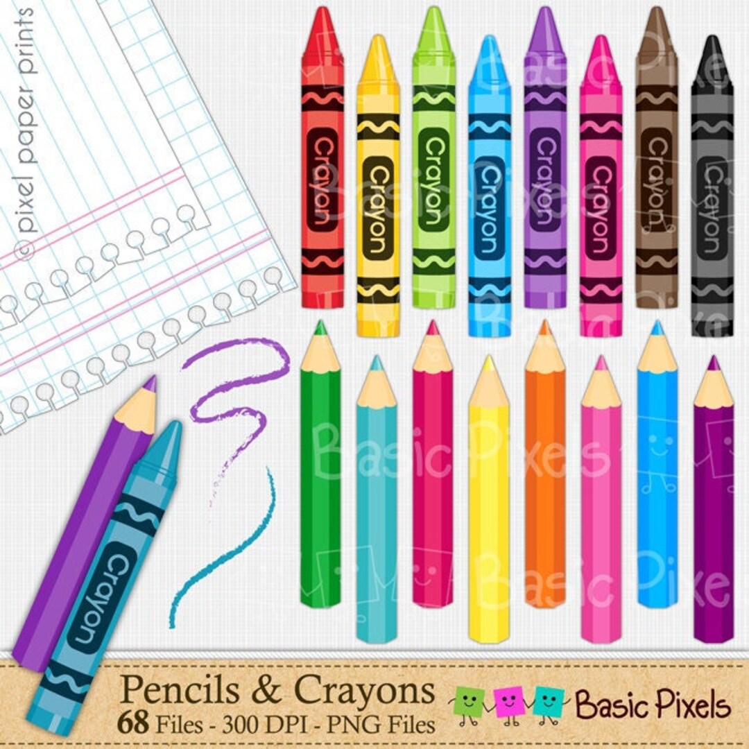 Crayon Beside A Pencil Case Clipart