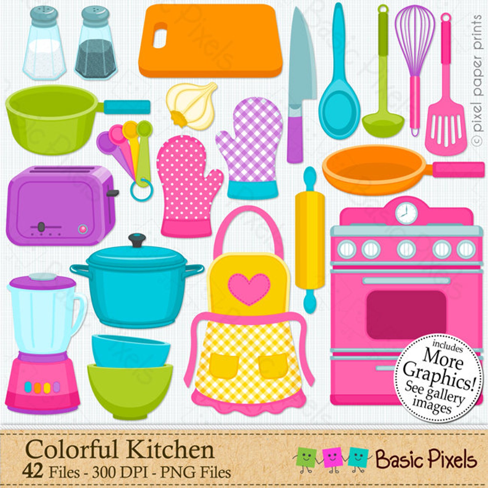 Clipart Colorful Kitchen Cooking Clip Art Personal and - Etsy