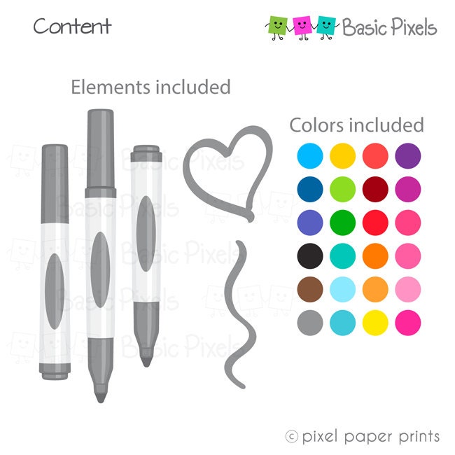 Marker Clipart Digital Clip Art Art Supplies Art Party - Etsy