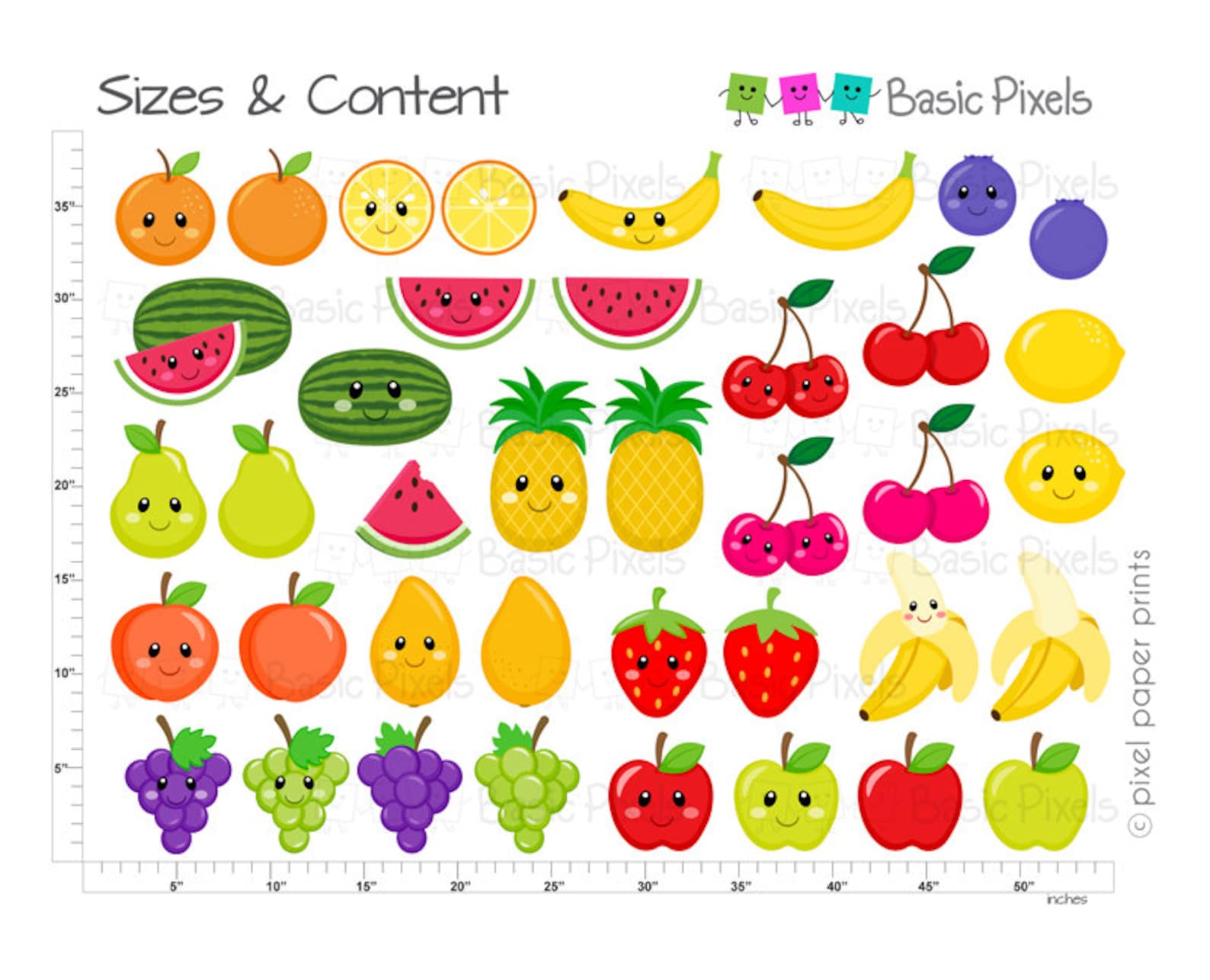 Fruits Clipart Digital Clip Art Fruit Personal and | Etsy