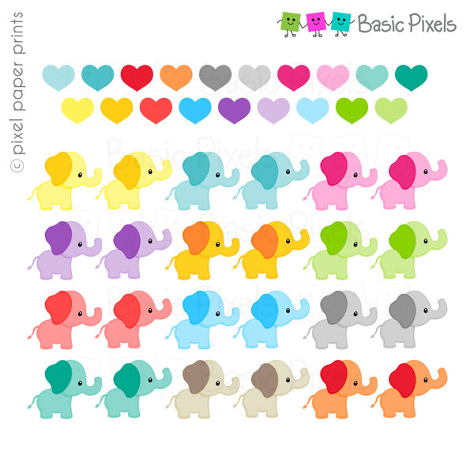 Elephant Clipart Digital Clip Art Personal and Commercial - Etsy