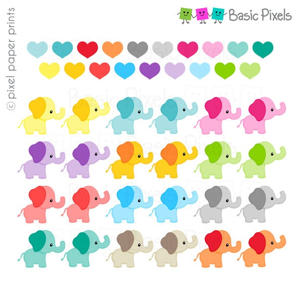 Elephant Clipart - Digital Clip Art - Personal and Commercial Use - Etsy