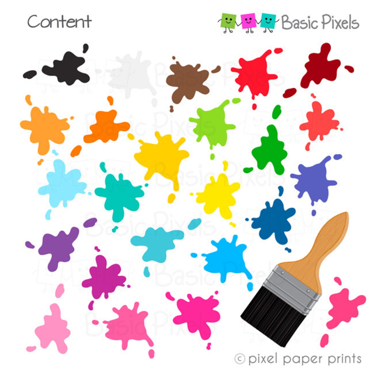 Paint Brushes Digital Clip Art Art Supplies Art Party - Etsy